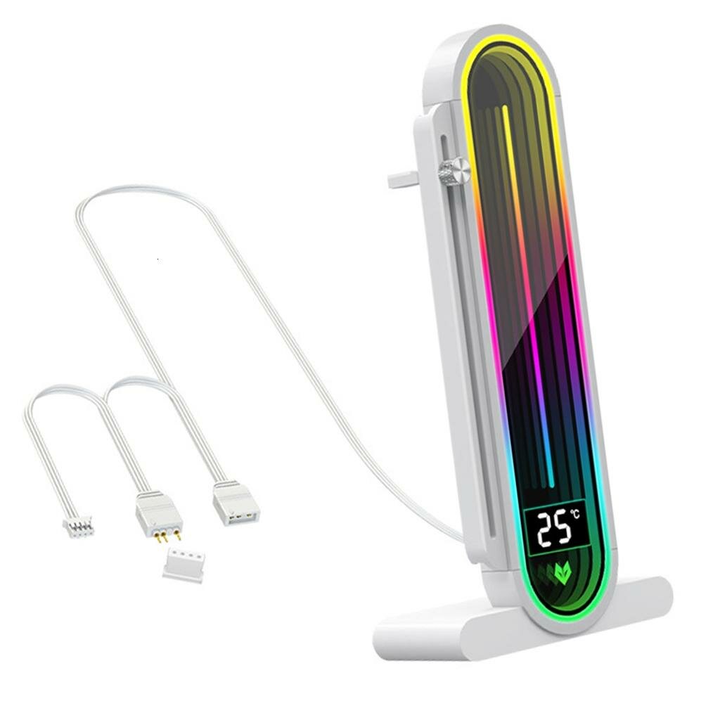 ARGB подставка для видеокарты с магнитом, Белый - Индикатор температуры