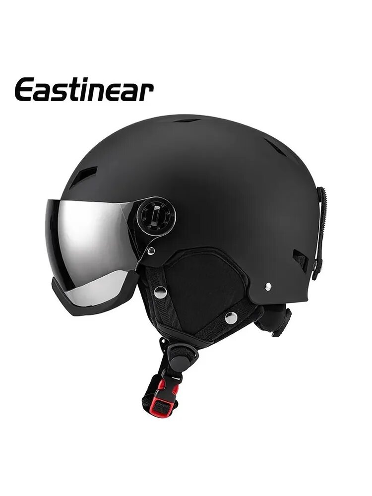 Eastinear Шлем защитный горнолыжный с визором размер: 52-56 для мужчин, черный