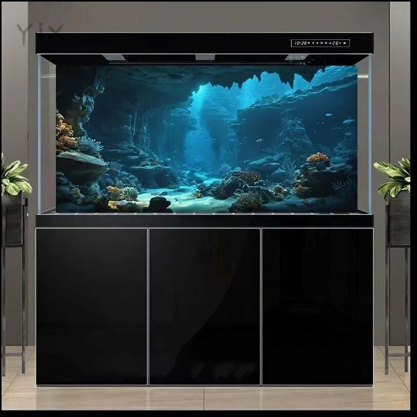 Фон для аквариума Декорации Подводные пещеры,100cmx50см