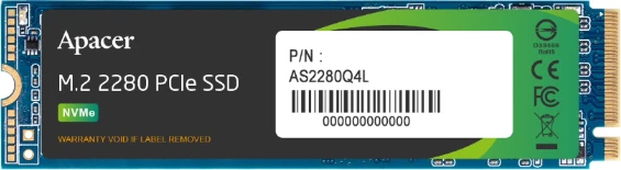 Жесткий диск SSD M.2 256Gb Apacer AS2280Q4L, 3600/3000MBs, 1500000 IOPS, TLC 3D NAND, PCI-E 4.0 x4 (AP256GAS2280Q4L-1)