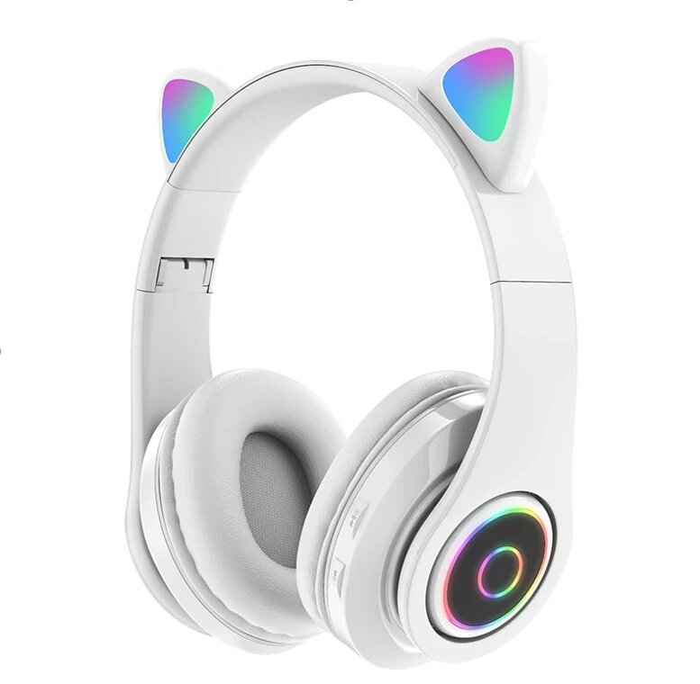Беспроводные/проводные наушники KENSHI Cat, встроенный MP3-плеер, белый