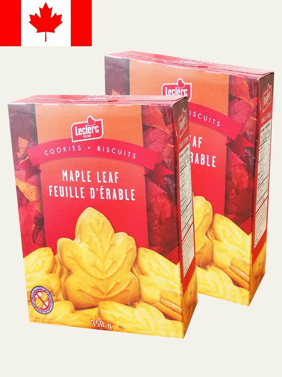 Канадское печенье "MAPLE LEAF FEUILLE DERABLE", с кленовым сиропом, 2х350 гр