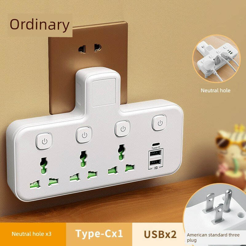 Многофункциональная универсальная сетевая розетка с несколькими портами для путешествий, стандарт UK/EU/US, с