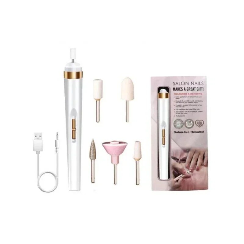 Электрический набор сверл для лака для ногтей с легкими несколькими шестернями, портативный для акрилового маникюра, педикюра, полировки, инструменты для ухода