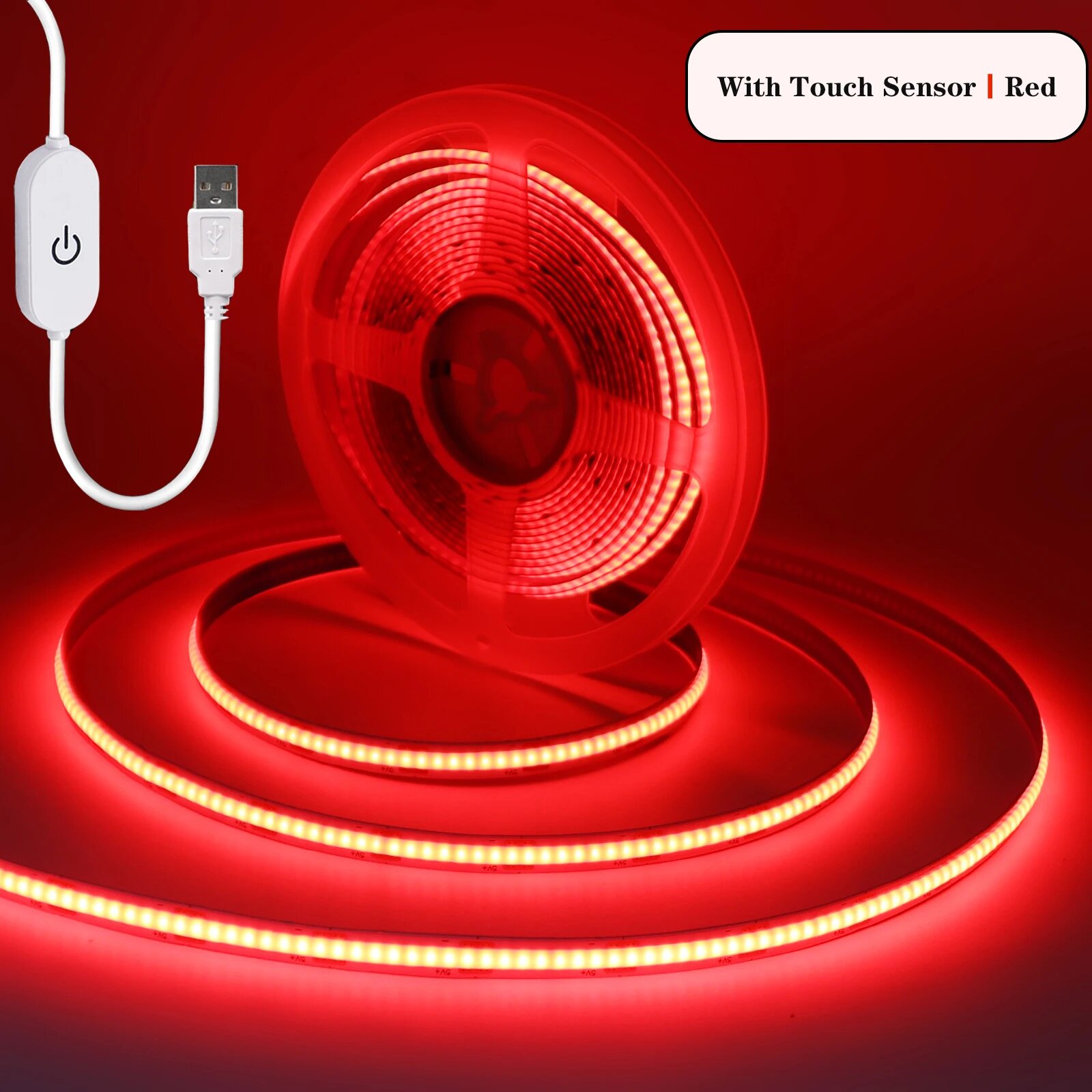 KISUFU светодиодная лента USB COB 5В 320 светодиодов/м Красный, Красный, 2M