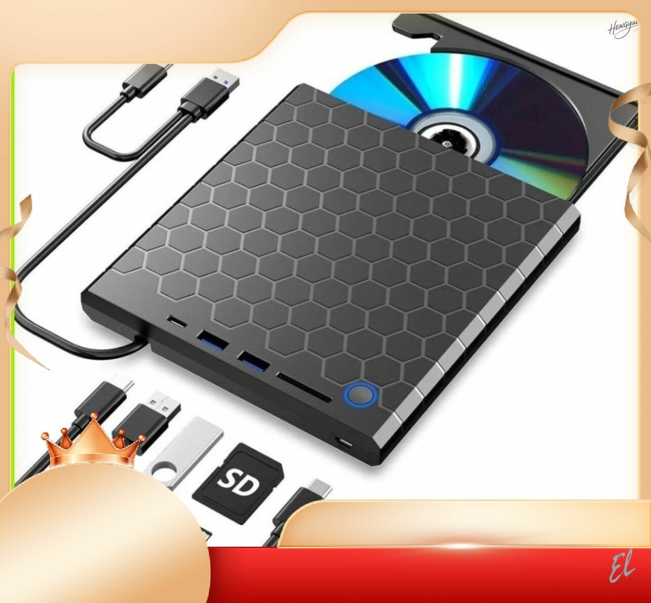 Эксклюзивный рекордер для дисков с USB 3.0 и TypeC, выполненный в премиум дизайне, обеспечивает стильную внешнюю запись