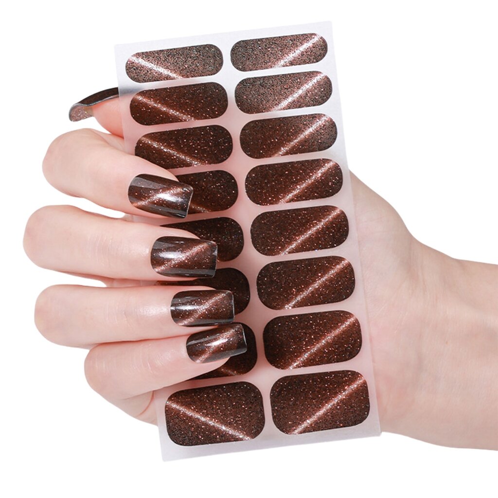 Наклейки для ногтей водонепроницаемая пленка для лака для ногтей градиентный блеск Кошачий глаз Наклейки для ногтей-ZE0691