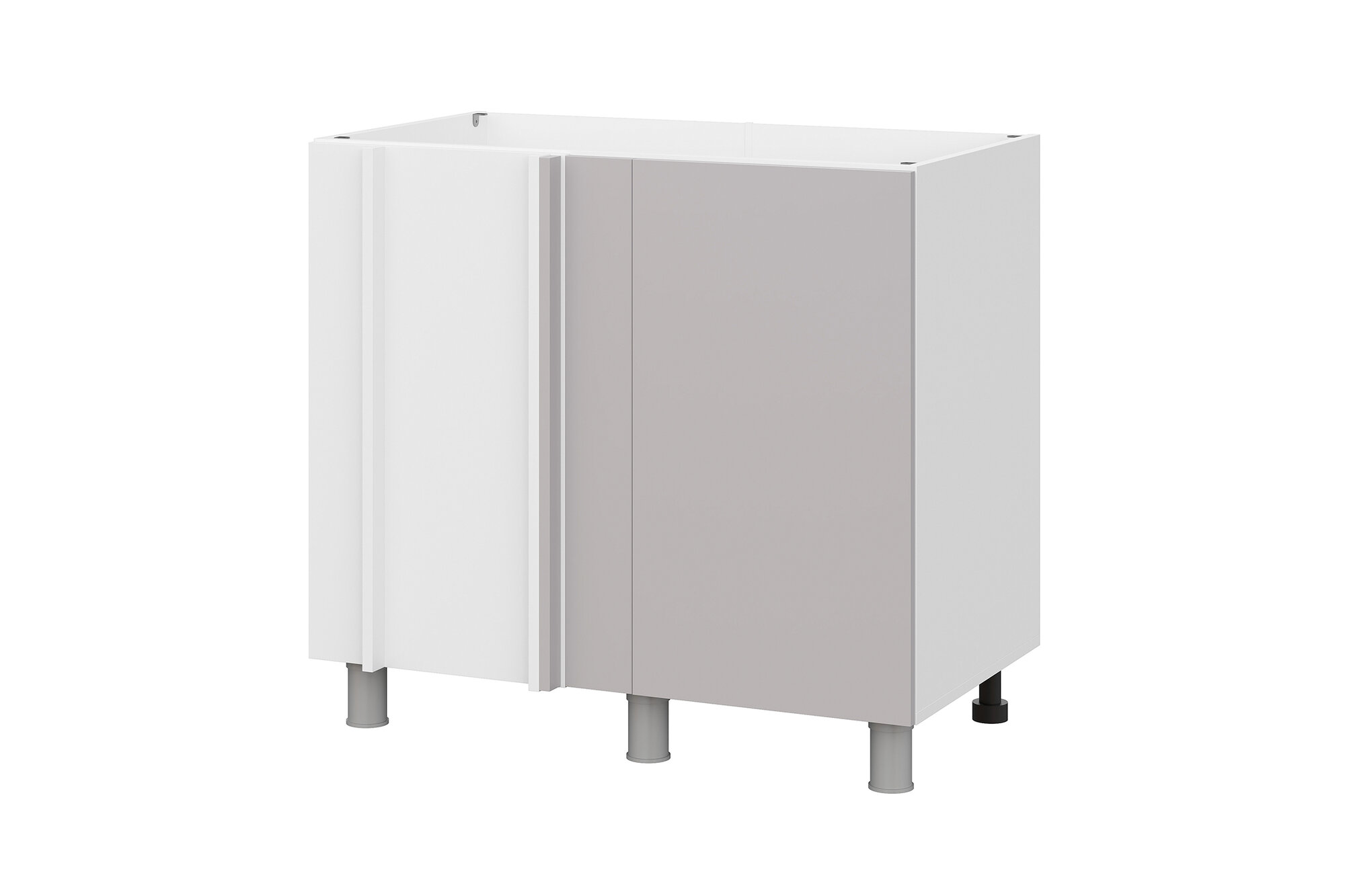 Кухонный шкаф нижний угловой Нонтон Монора, 100х50х82 см, белый / серебряная вуаль