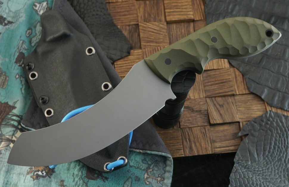 Нож Волчий Век Кондрат-12, сталь 95Х18WA, рукоять зеленая/фиолетовая микарта