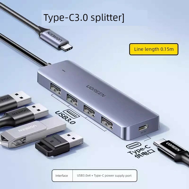 5-в-1 USB-C хаб с 4x портами USB 3.0, Type-C портом питания и совместимостью с мобильными устройствами