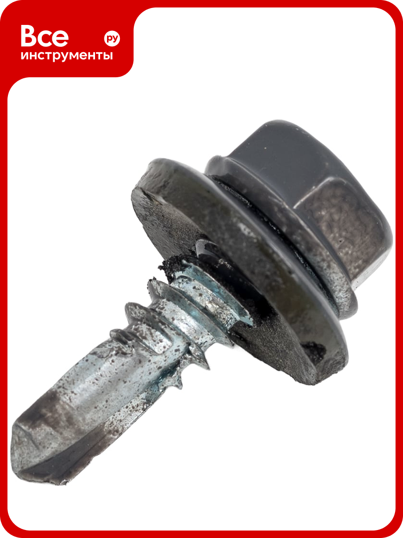 Кровельные саморезы Госкреп КРС RAL7024 углеродистая сталь с оцинкованным покрытием шестигранная головка с пресс‑шайбой