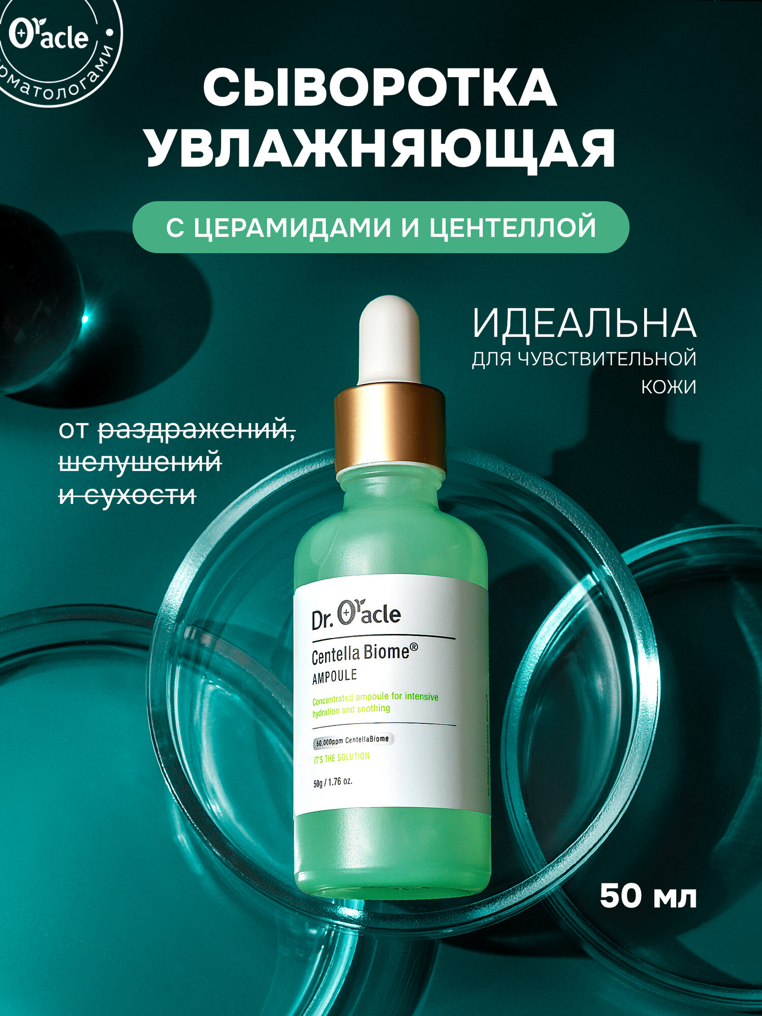 Dr.Oracle Сыворотка для лица увлажняющая с центеллой для проблемной кожи лица, сыворотка с гиалуроновой кислотой для сужения пор, эмульсия