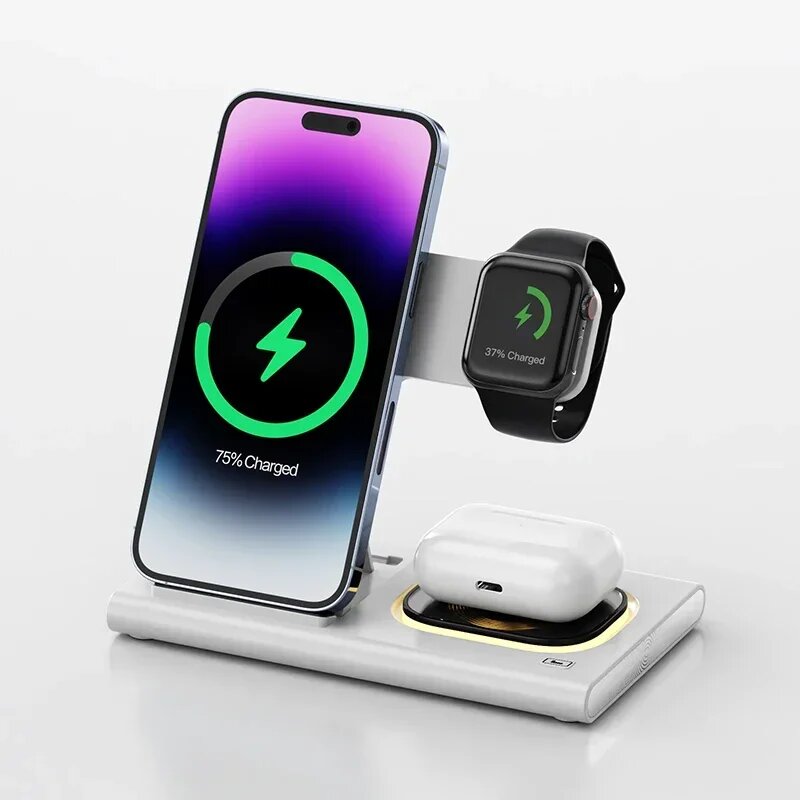 HaaYot Fast Wireless Charger for Airpods, Buds Pro & Apple Watch, Fast Charging Station for Iphone 17 16 15 Samsung S26 Phones