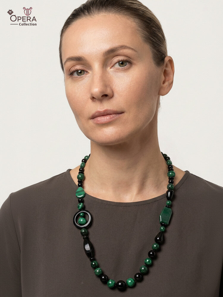 Бусы Minera, оникс, малахит, агат