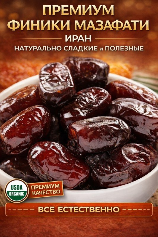 Финики Мазафати натуральные Иранские без сахара подарочный 550г 1шт