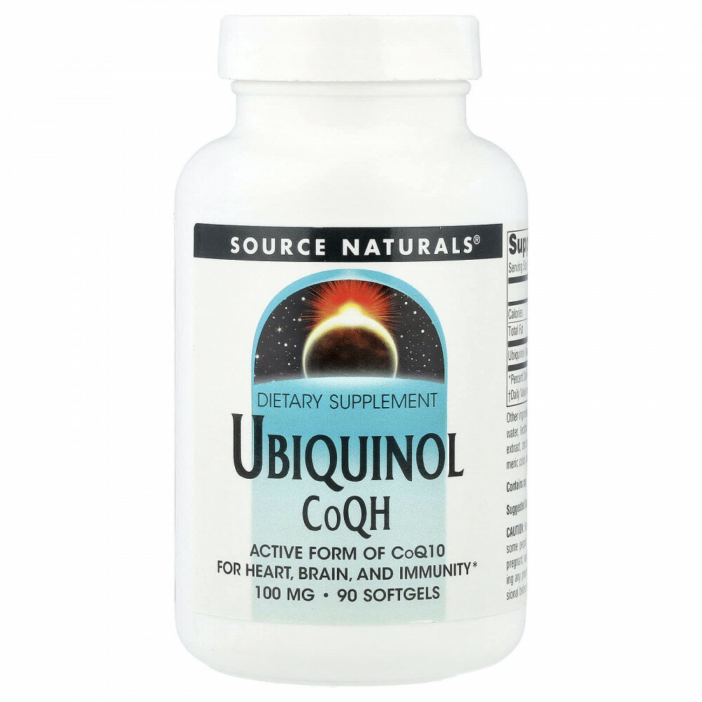 Source Naturals, убихинол коэнзим QH, 100 мг, 90 капсул