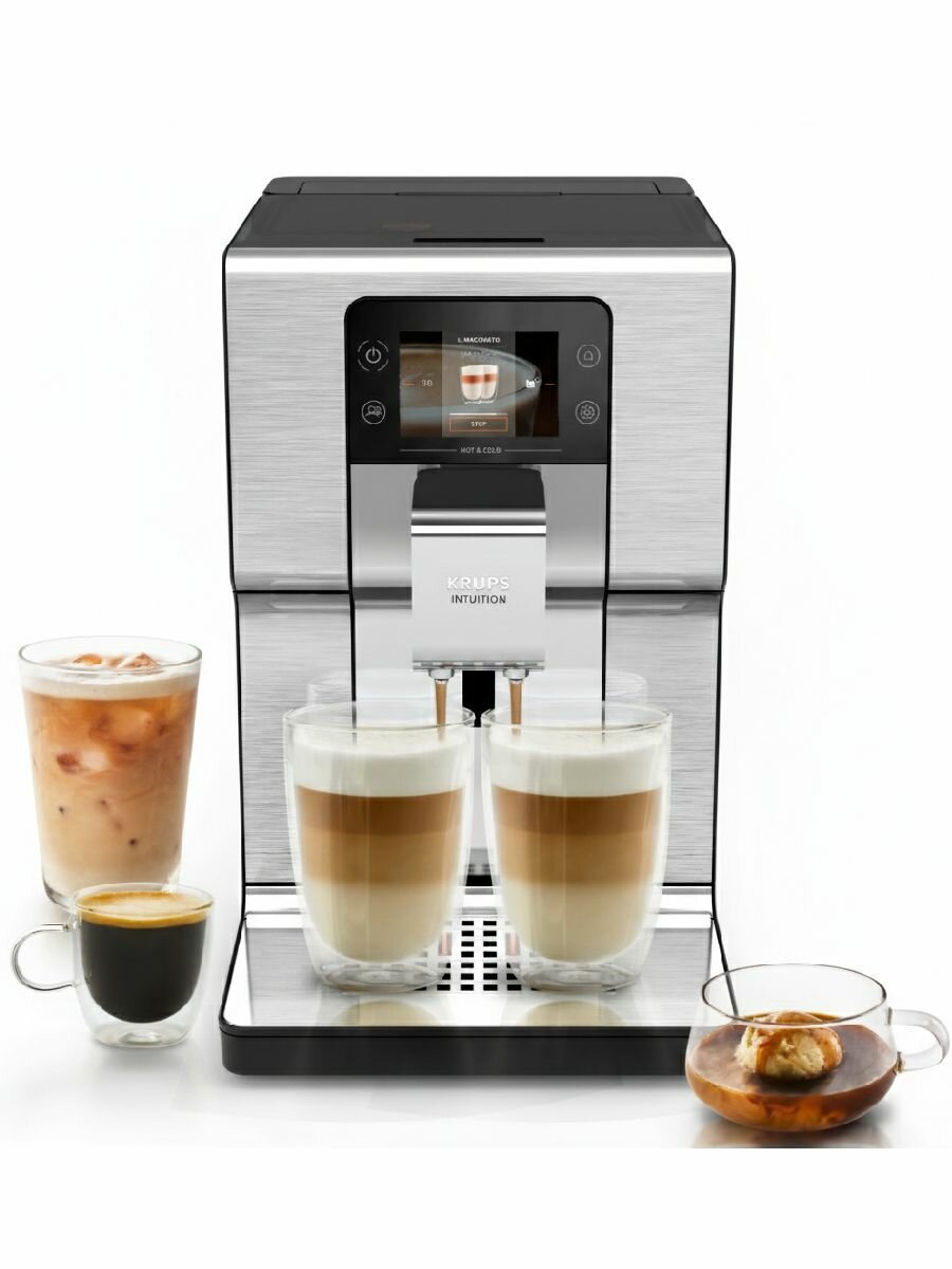 Автоматическая кофемашина Krups Intuition Hot&Cold EA879EE0, 36 рецептов, холодные и горячие напитки, автоматический капучинатор, для зернового кофе