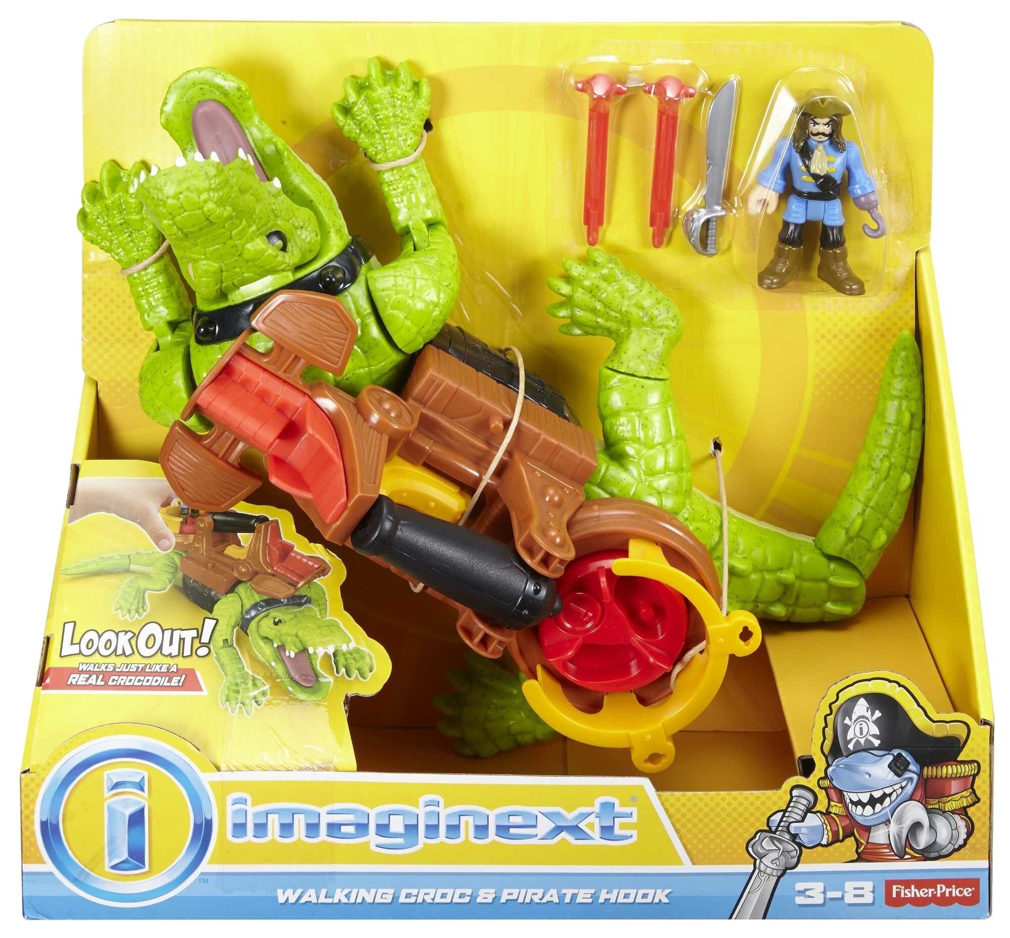 Игровой набор Imaginext - Ходячий крокодил и пиратский крюк с большим крокодилом, фигуркой, пушкой и ракетами DHH63