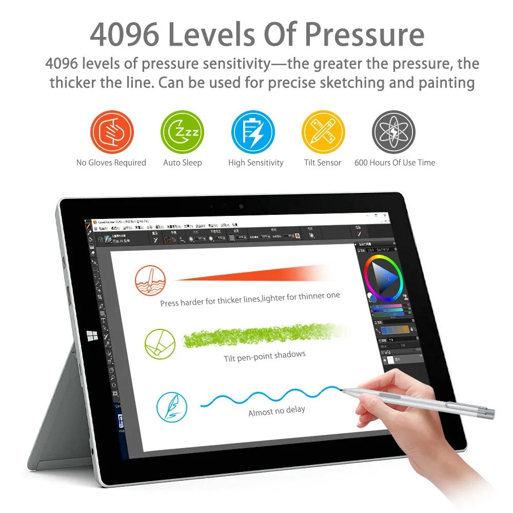 Стилус Microsoft Work For Surface 4096-Level Pressure Sensitivity Palm Rejection Tilt Sensing Replaceable Fine Nib — фото 1