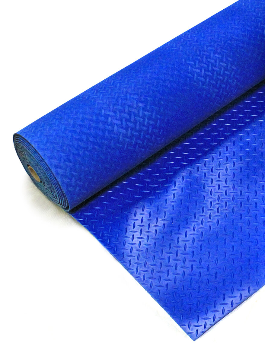 Рулонное напольное покрытие (резиновый ковер) синее т. 4мм, 1000х1000 мм "Ромб"
