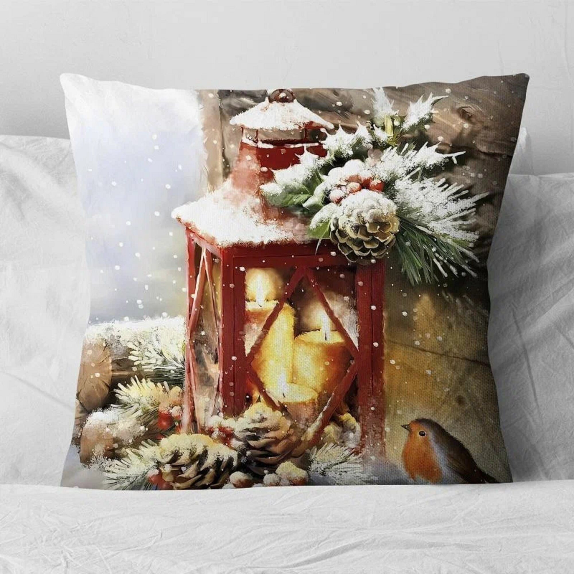 Подушка декоративная Новогодний фонарик 40х40 Твил Новый год