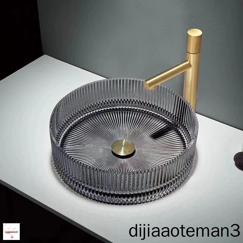 Стеклянная круглая раковина для ванной комнаты, накладная, прозрачный