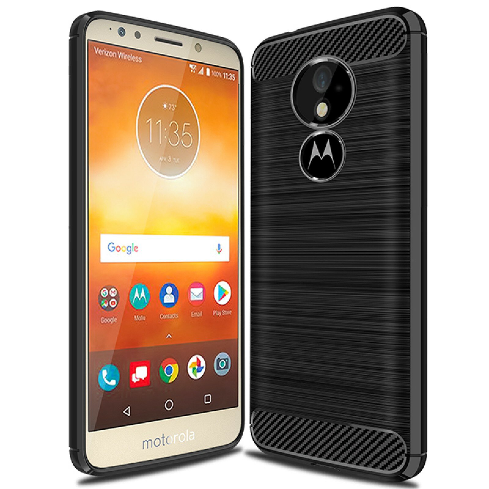 Чехол панель-бампер MyPads для Motorola Moto E5 и Moto G6 Play из силикона с матовой отделкой под карбон черный