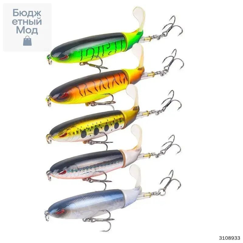 5 шт. Приманки-карандаши для поверхностной воды PN0003N35ABCDE Whopper Plopper Baits Hard Swimbait 34.9 г