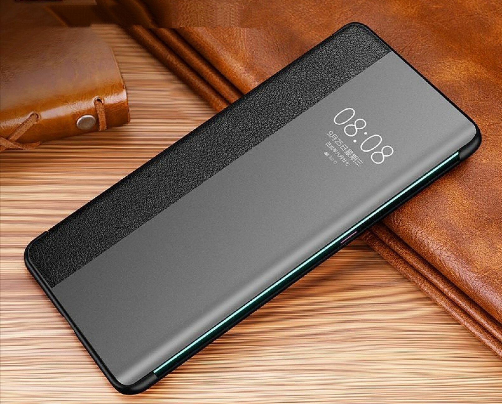 Чехол MyPads для Huawei Nova Y70 / Nova Y70 Plus (MGA-LX9N) / Nova Y71 с боковым окном водоотталкивающий черный