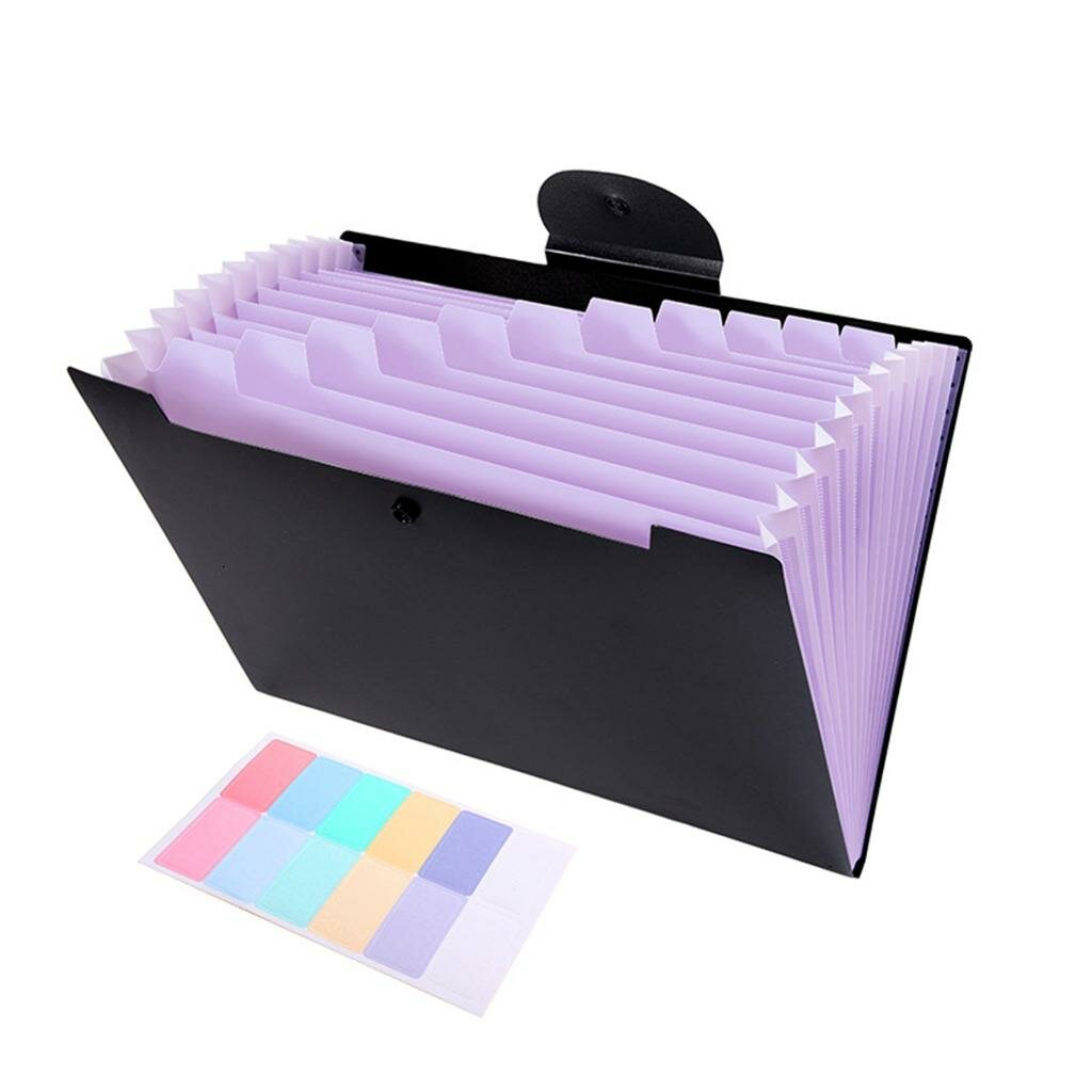 Расширяемый органайзер для документов с 12 карманами, Фиолетовый