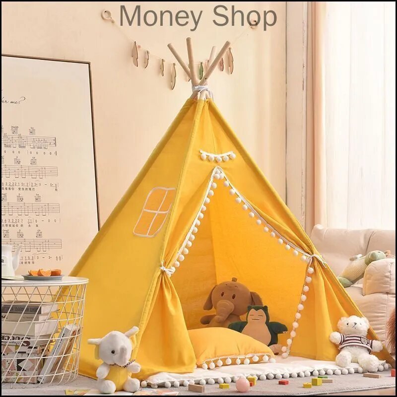 Детский вигвам премиум с антискладывателем, подушкой и деревянным каркасом