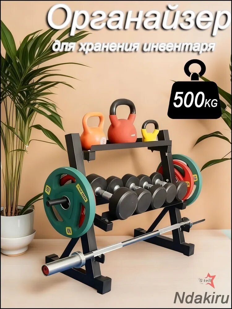 Стеллаж для спортивного инвентаря, сталь, чёрный, 76,5 см х 41 см х 68,5 см, грузоподъёмность 500 кг