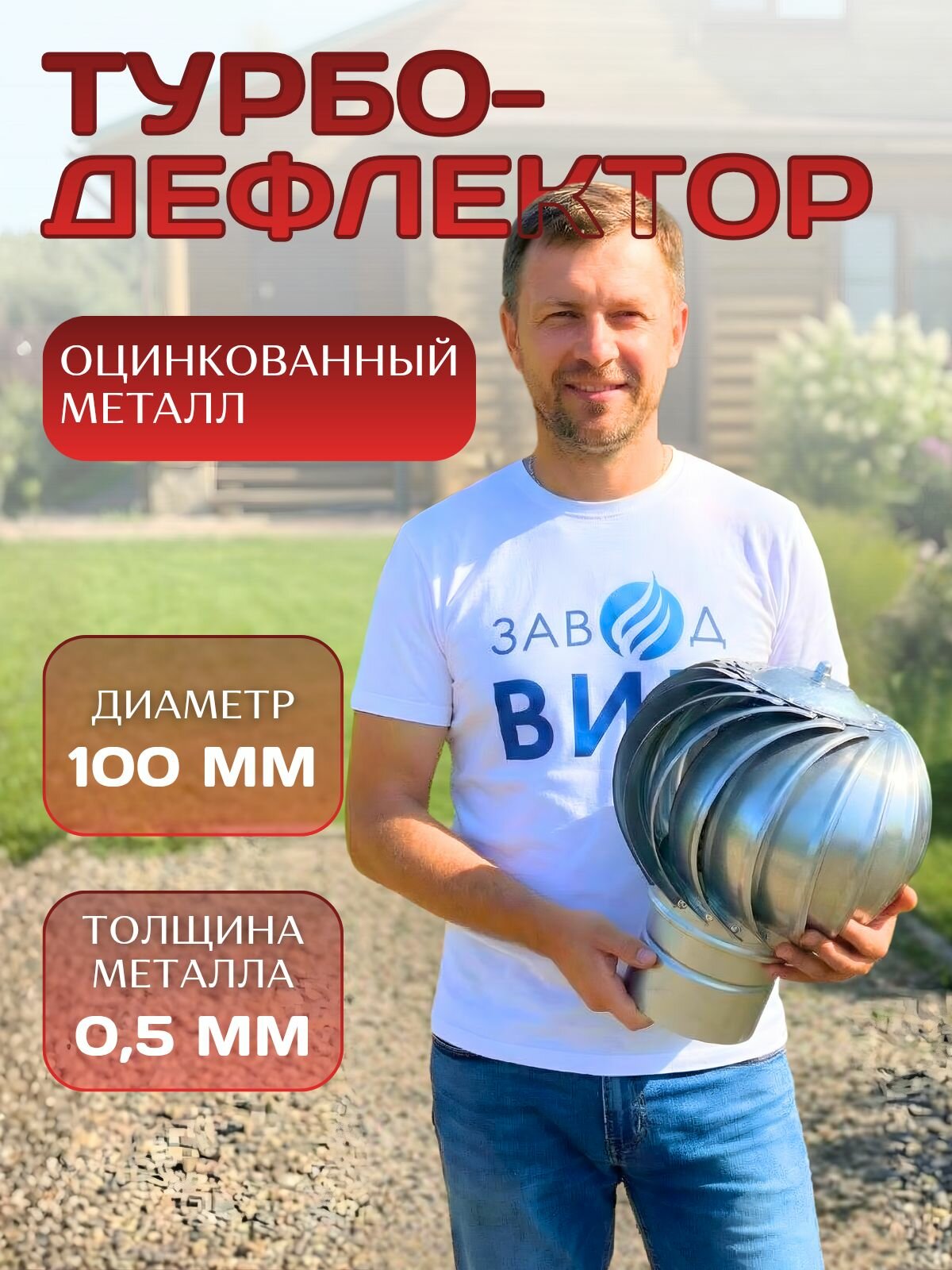 Турбодефлектор 100, труба нержавейка, дефлектор для вентиляции на трубу, оцинкованный металл