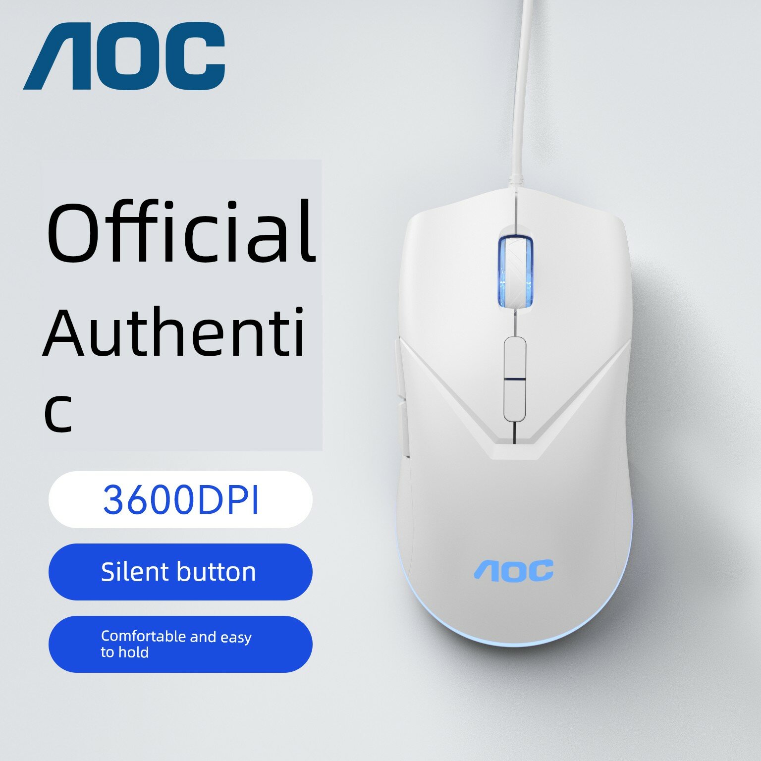 Мышь AOC, проводная бесшумная мышь для офиса, игр, киберспорта, настольных ПК, ноутбуков, универсальная мышь для
