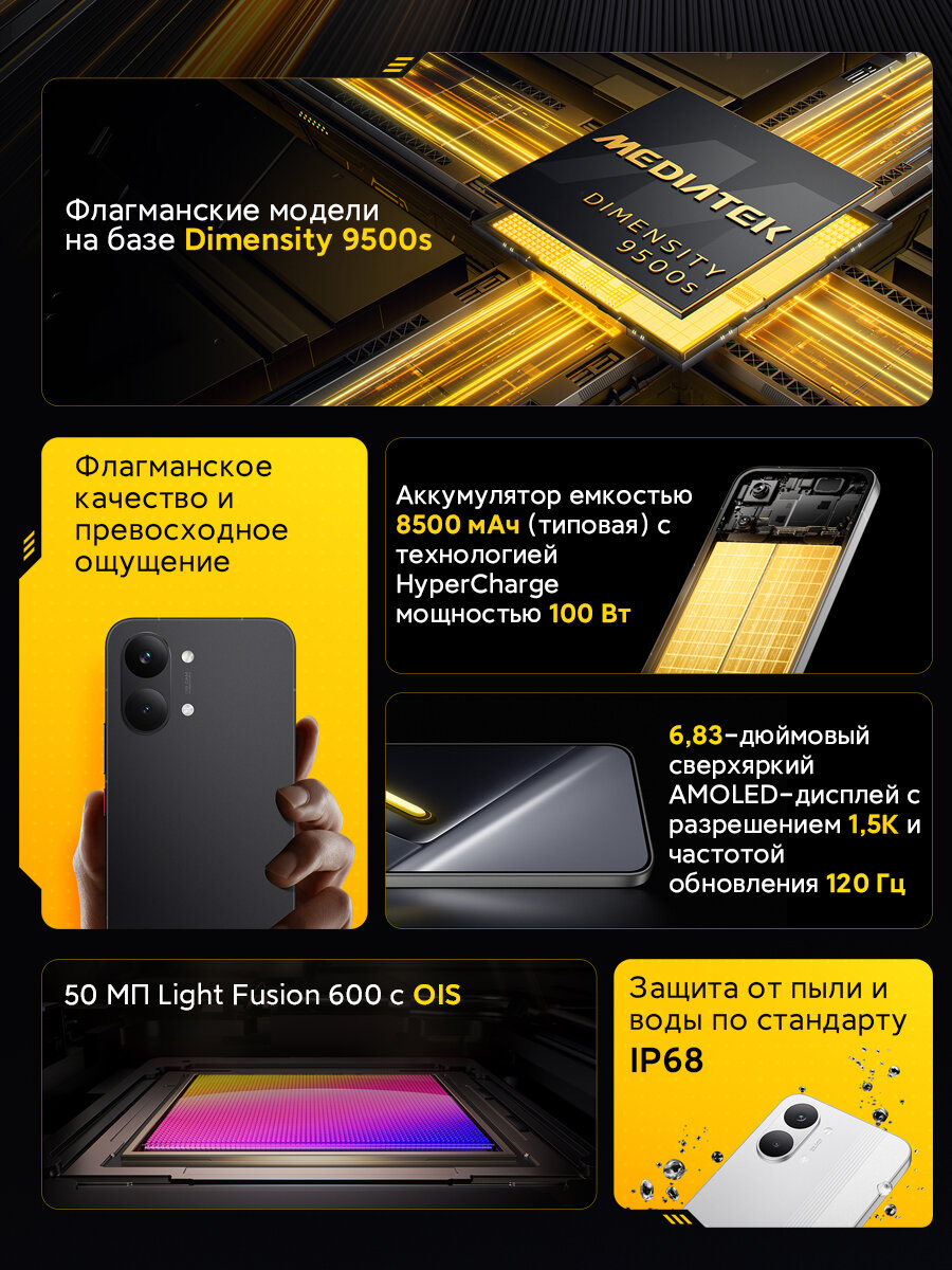 Смартфон Xiaomi POCO X8 Pro Max 12ГБ 512ГБ Белый, Флагманский Dimensity 9500s, 8500 мАч IP69 1.5K 120 Гц дисплей, eSIM — фото 1