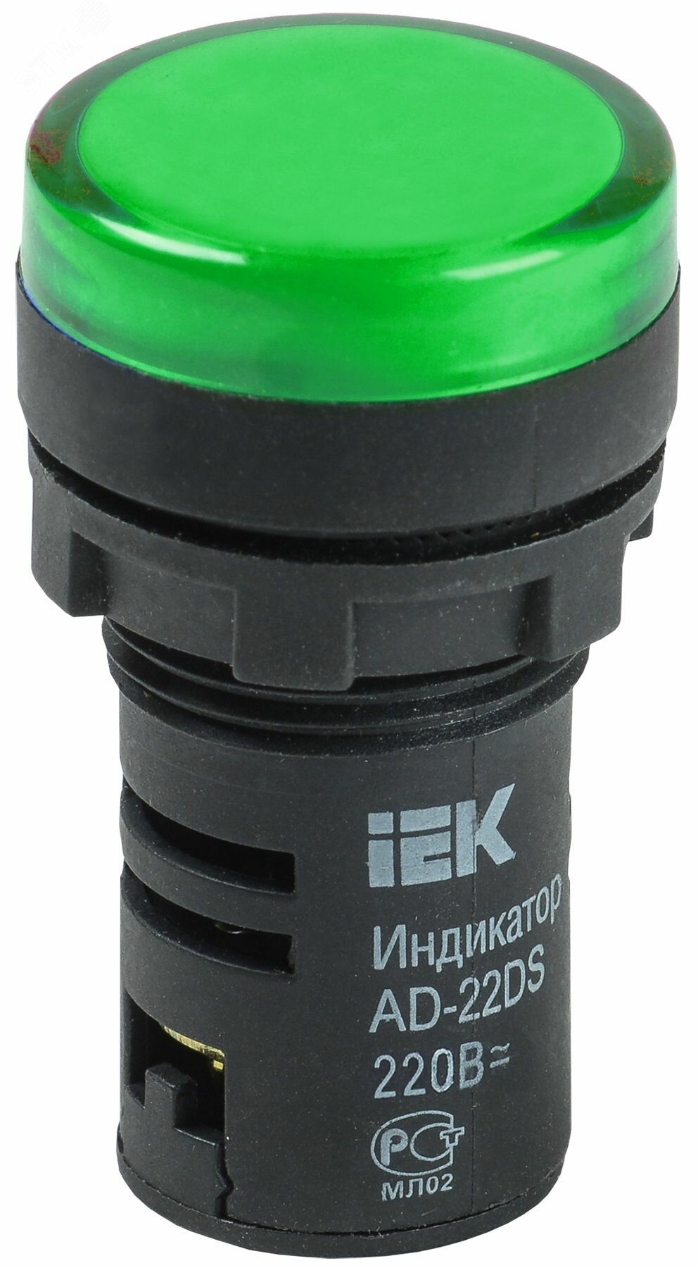 Лампа AD-22DS 12В AC/DC индикатор сигнальная LED d22мм зеленый 1шт