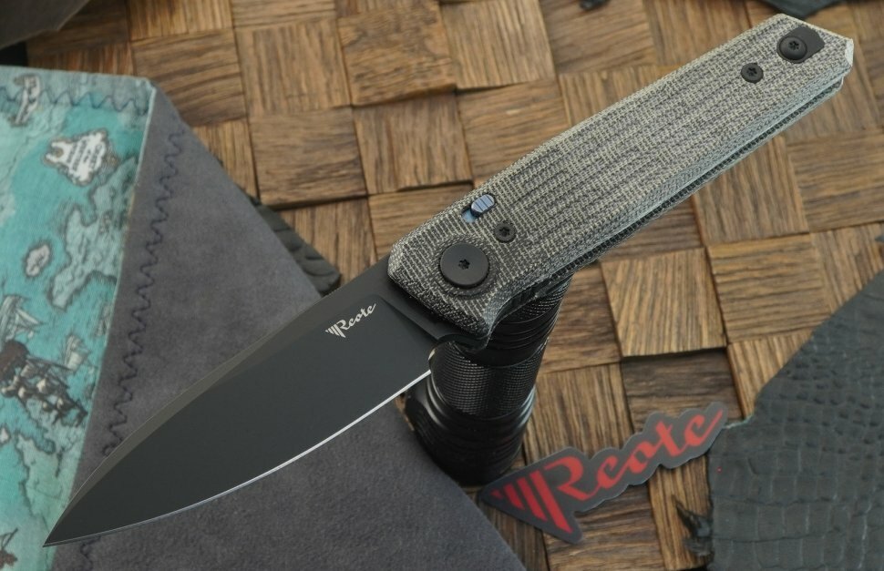 Складной нож Reate Knives PL-6, сталь Nitro-V, Black PVD, рукоять черная микарта