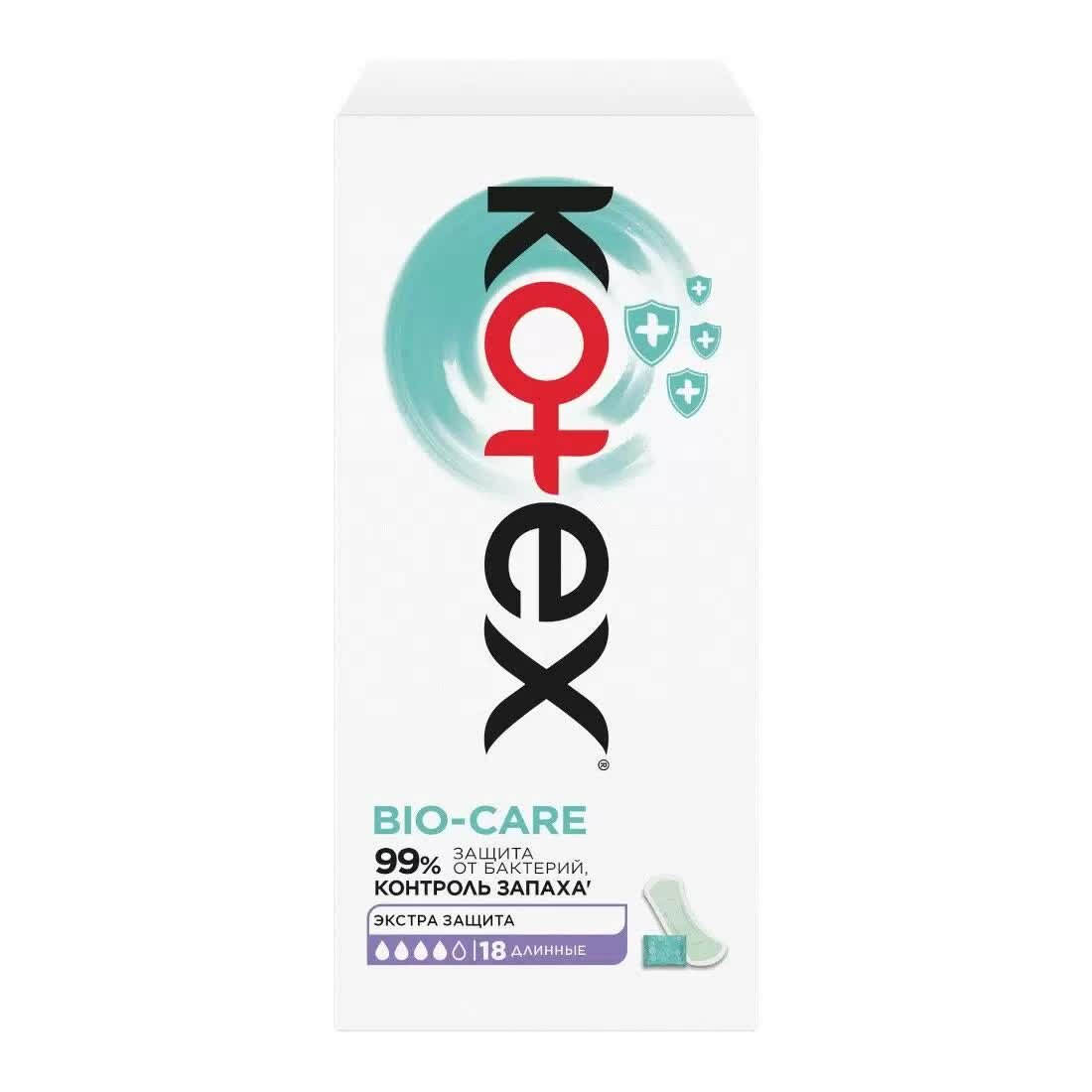 Гигиенические прокладки Kotex "Bio-Care", длинные, ежедневные, 18 шт