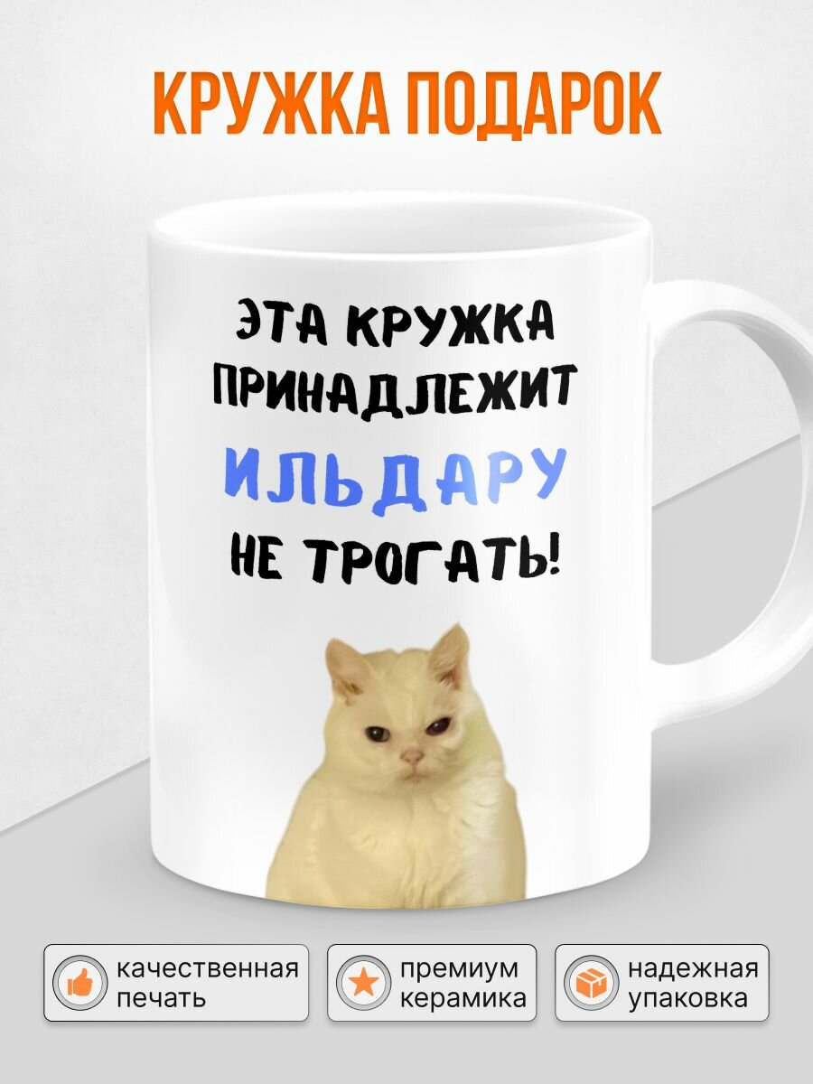 Кружка с приколом с котиком с именем Ильдар, 330 мл, 1 шт.