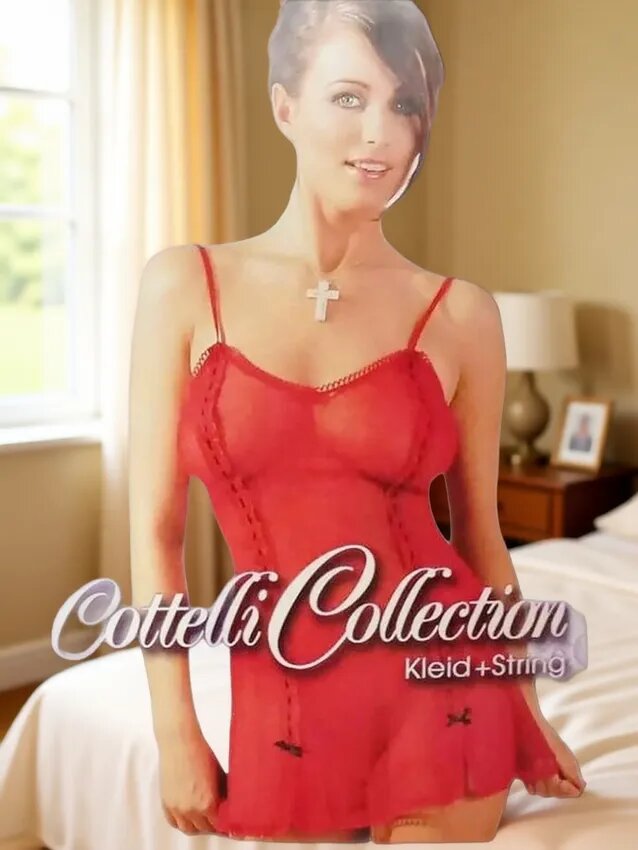 Мини-платье Cottelli Collection INT, размер S, красные, V-образный ворот, без рукавов