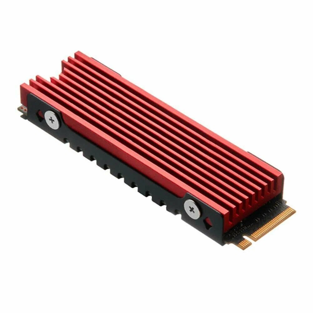 Радиатор для SSD M.2 2280, красный, для PS5, алюминиевый, пассивное охлаждение, 74х24х10 мм