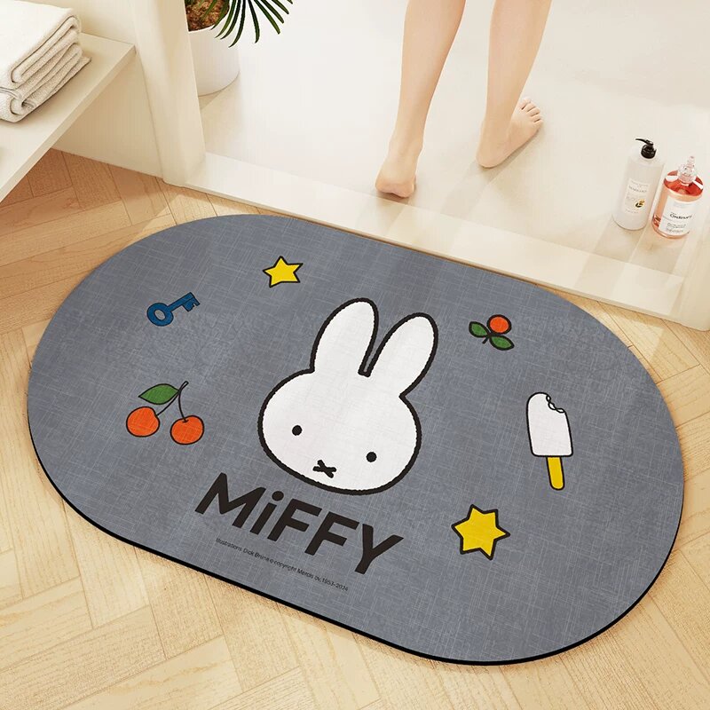 Коврик для ванной комнаты Miffy (совместная коллекция), влаговпитывающий, нескользящий, быстросохнущий, для входа в