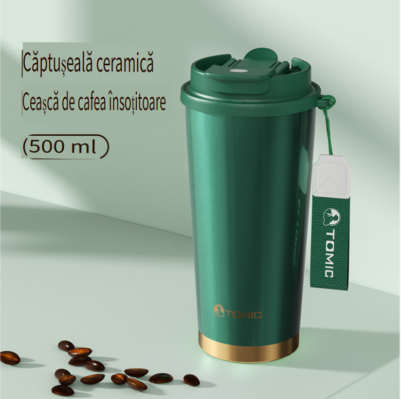 Чашка "Temei", керамическая, гравировка, для молочно-Темно-зеленый, 500мл, 3 порции