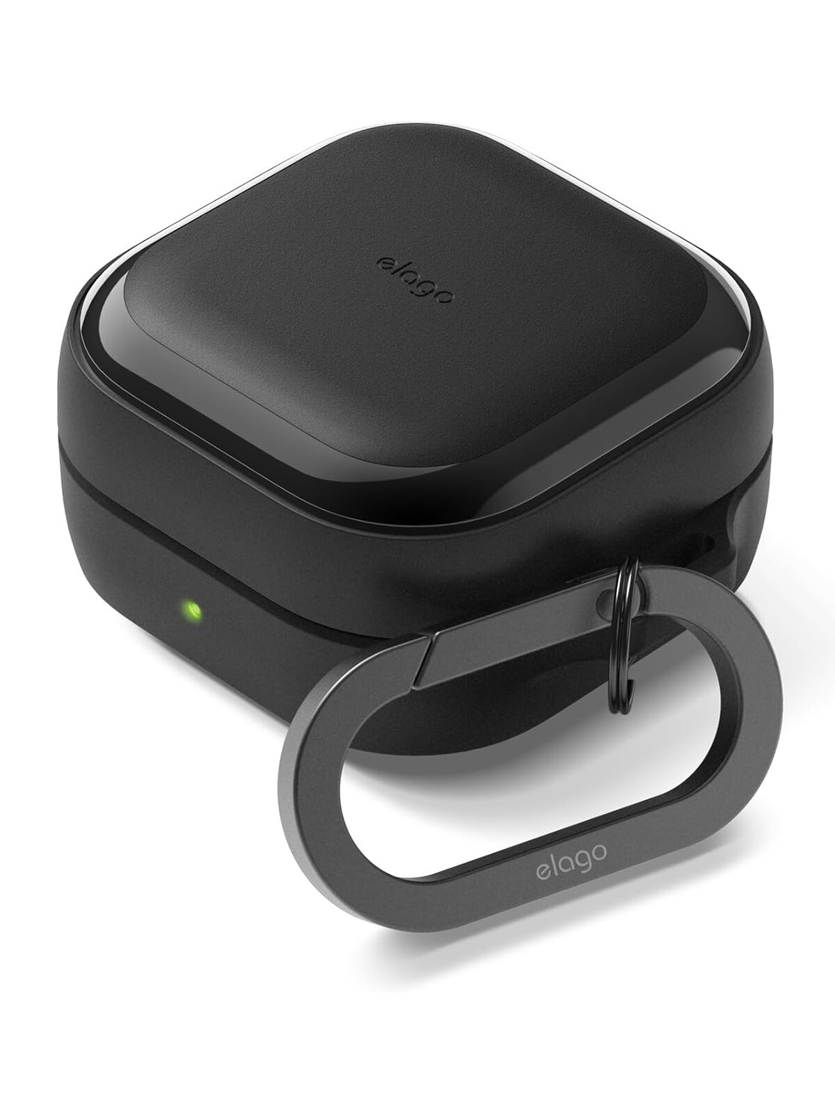 Чехол Elago для наушников Samsung Galaxy Buds 4/Buds 4 Pro, с покрытием soft touch, с карабином, черный