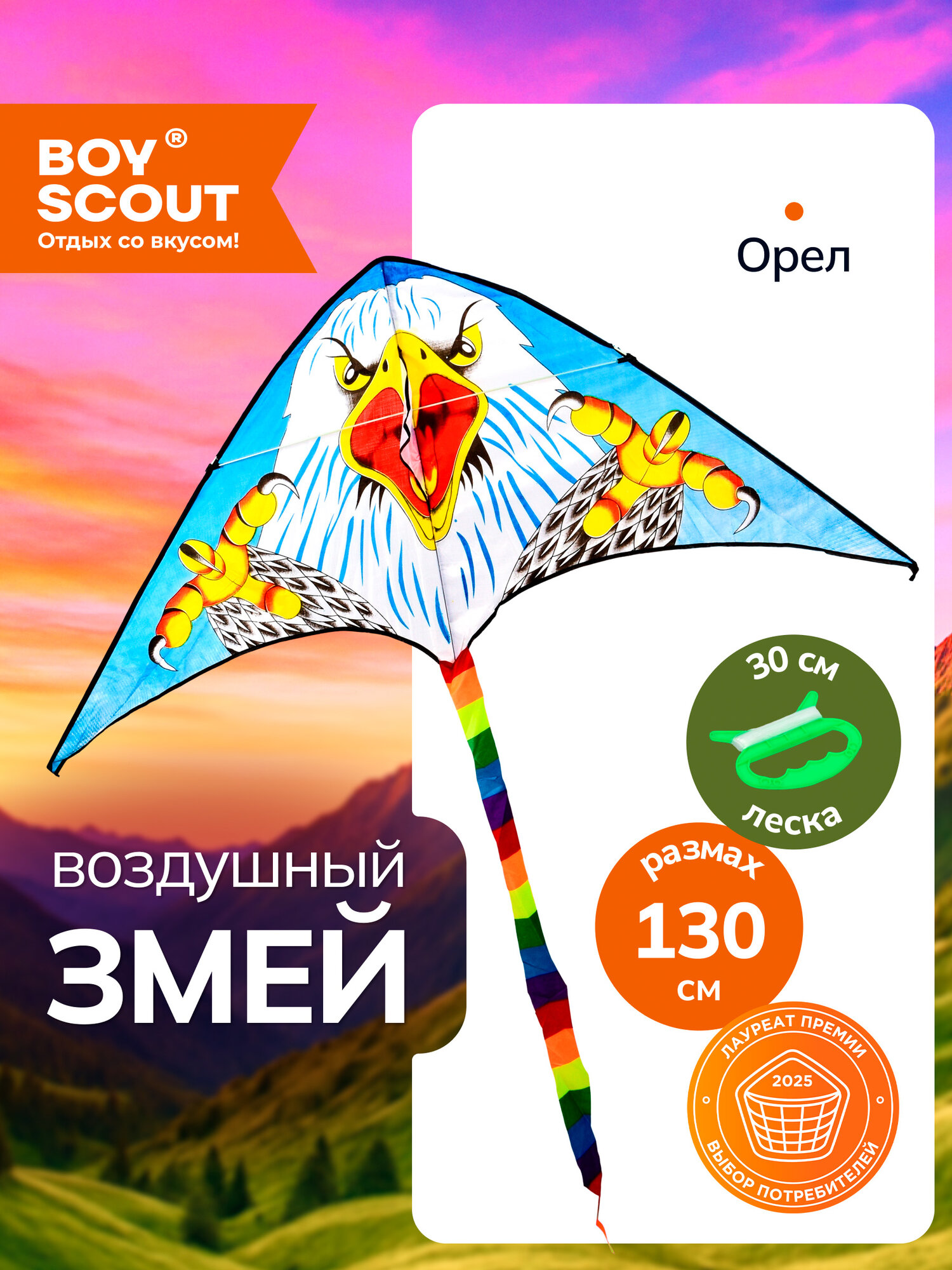 Воздушный змей Орёл , шнур 30 м, BOYSCOUT