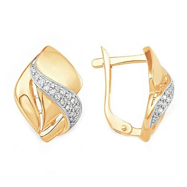 Серьги, красное золото, 585 проба, фианит