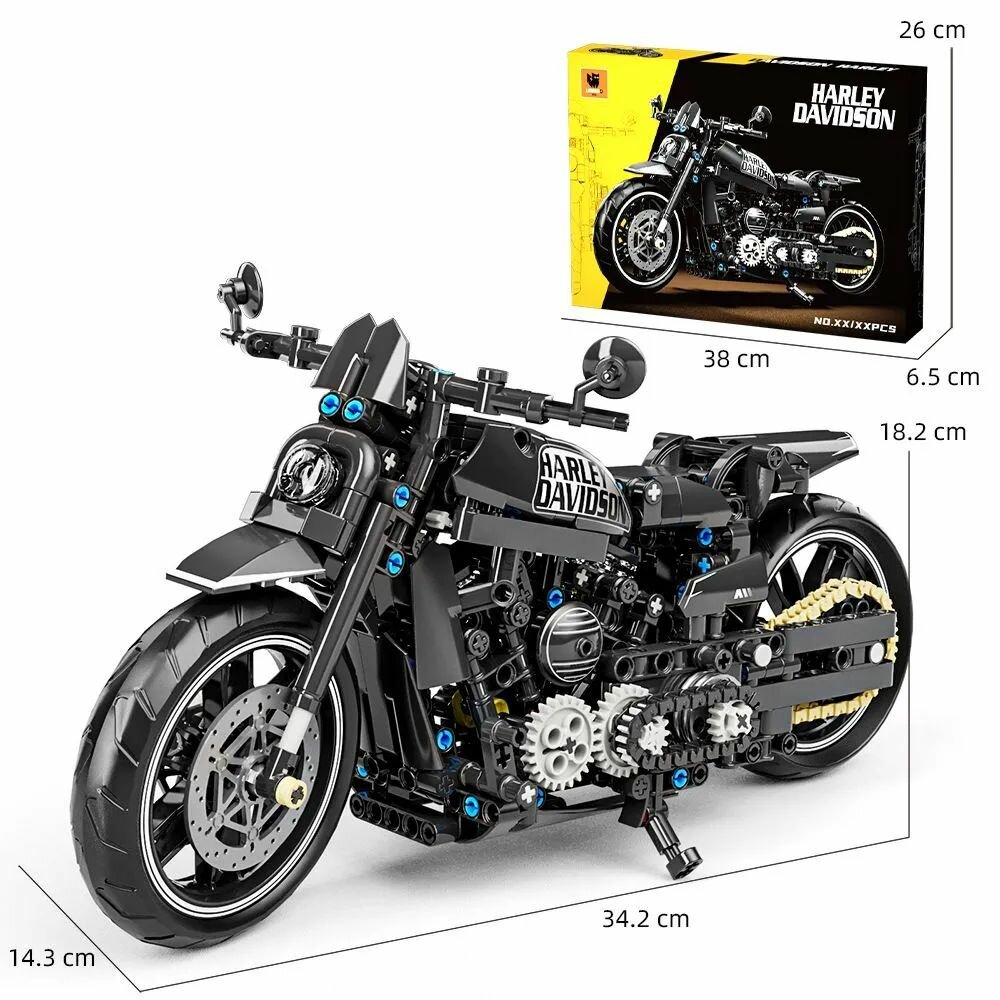 Конструктор "Technic Harley Davidson", пластик, 680 деталей, сборка мотоцикла, цвет черный