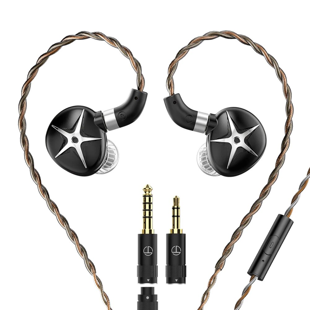 TRN StarFish Black с микрофоном, проводные наушники