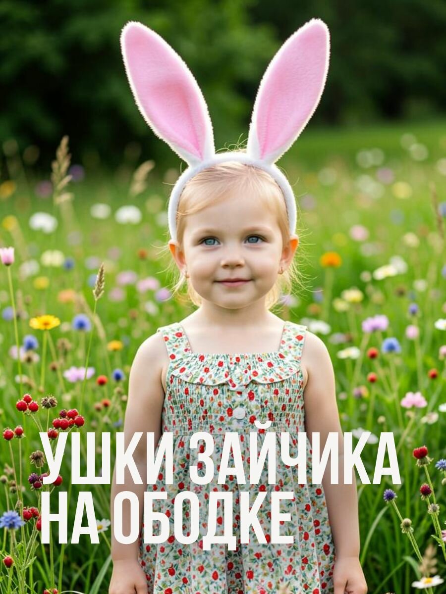 Ободок карнавальный с ушками зайца, розовый