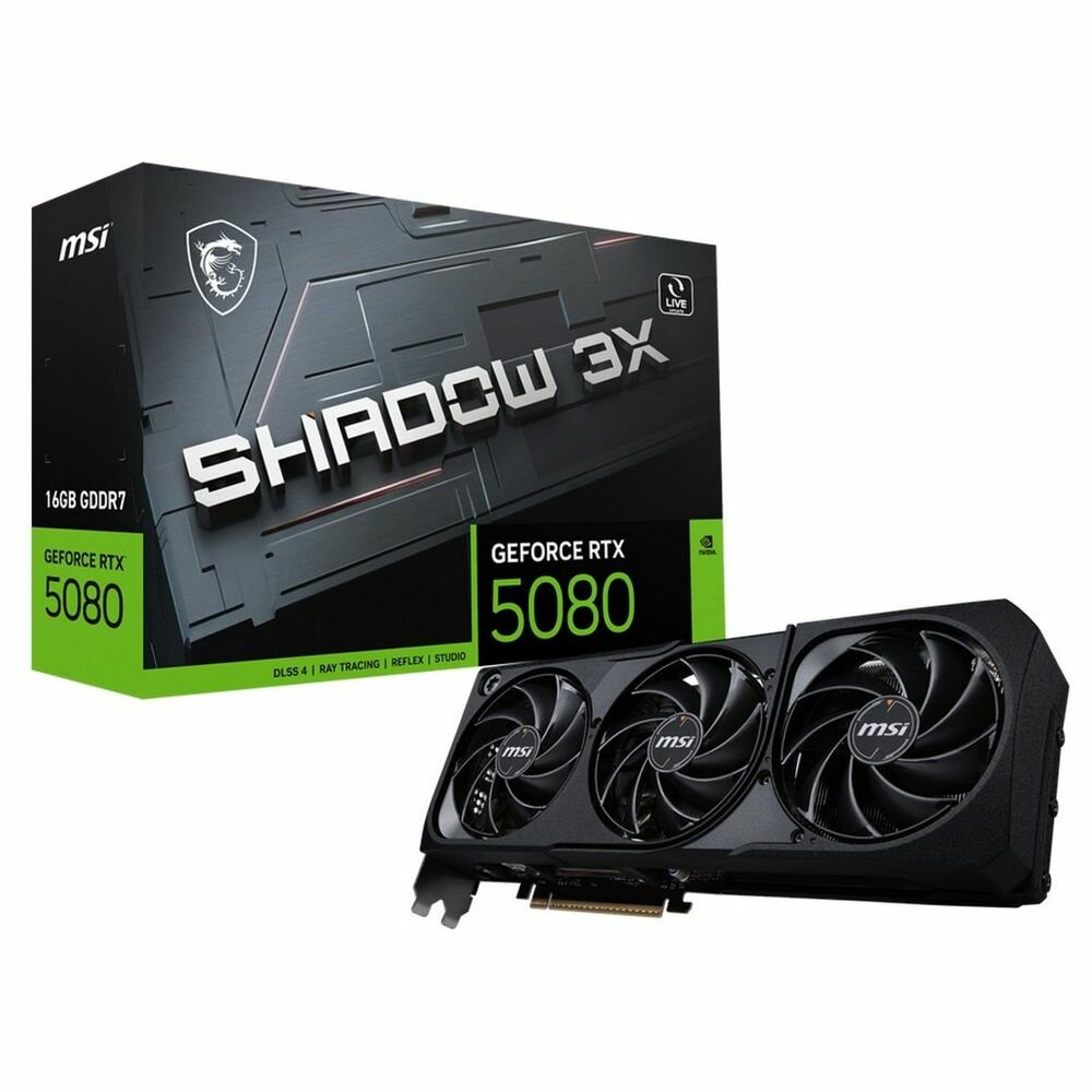 Видеокарта MSI RTX5080 SHADOW 3X 16GB GDDR7 256bit 3xDP HDMI 3FAN RTL